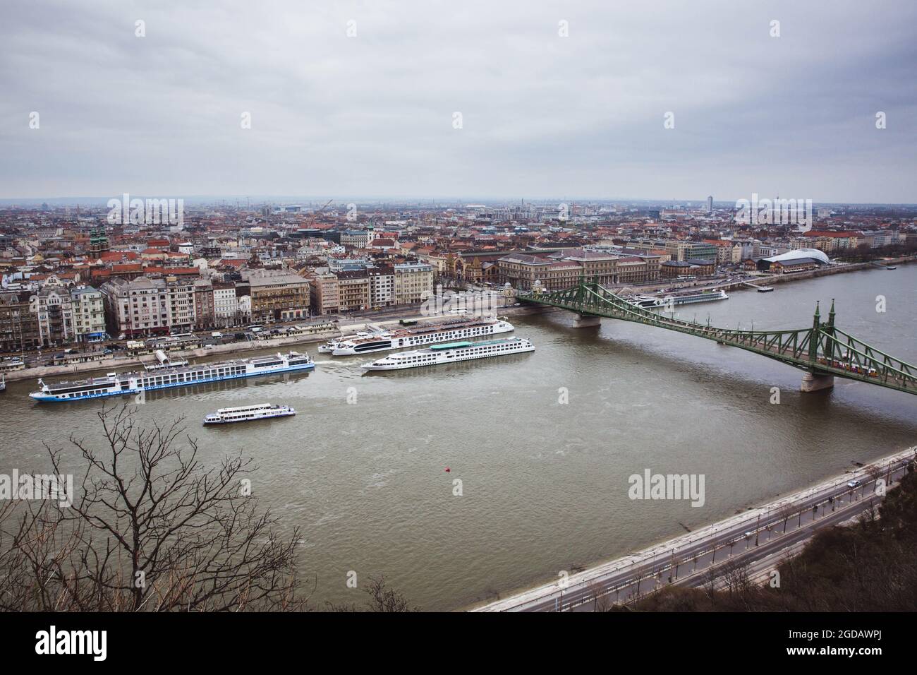View of Budapest and the river Danube from the Citadella, Hungary in ...