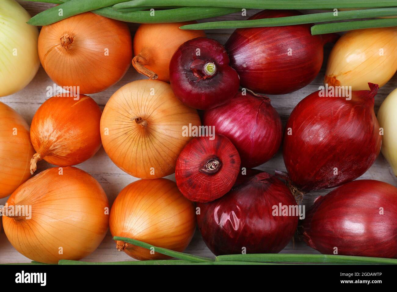 Different raw onion, close up Stock Photo - Alamy