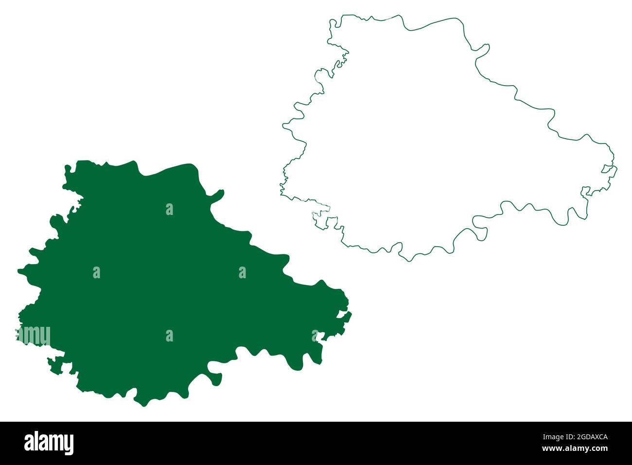 Jalaun district (Uttar Pradesh State, Republic of India) map vector illustration, scribble ...