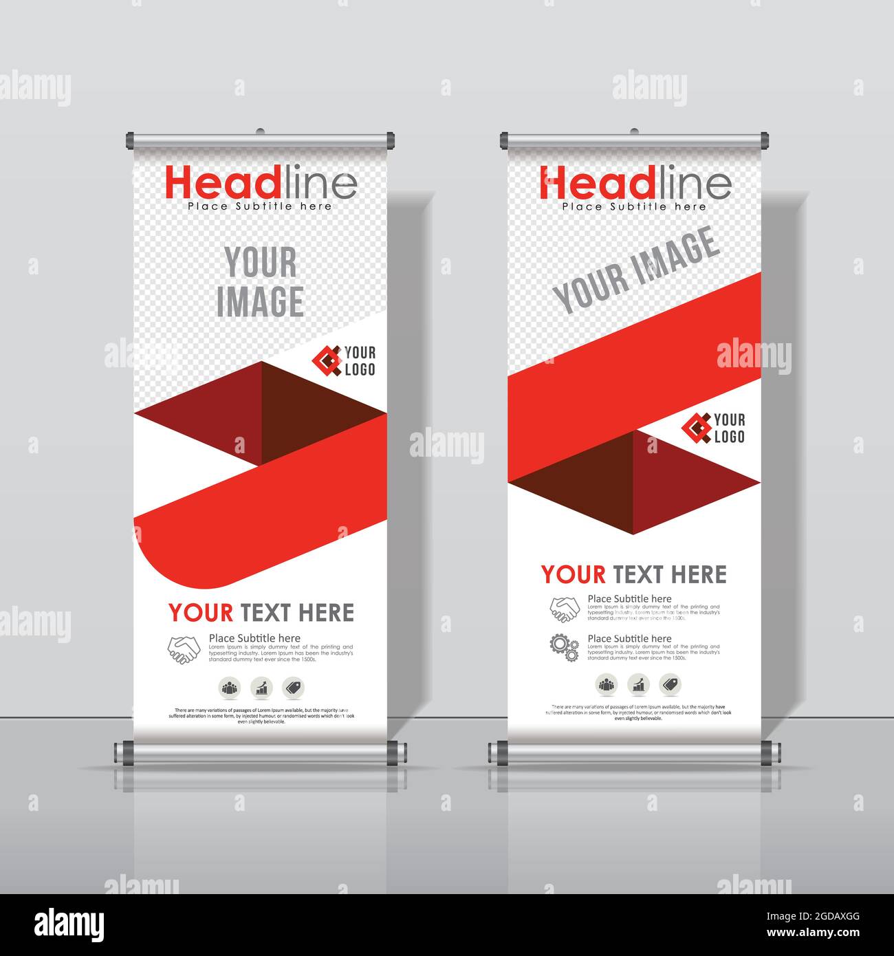 Red Roll up Banner Design, Business Abstract Vertical Template Vector ...