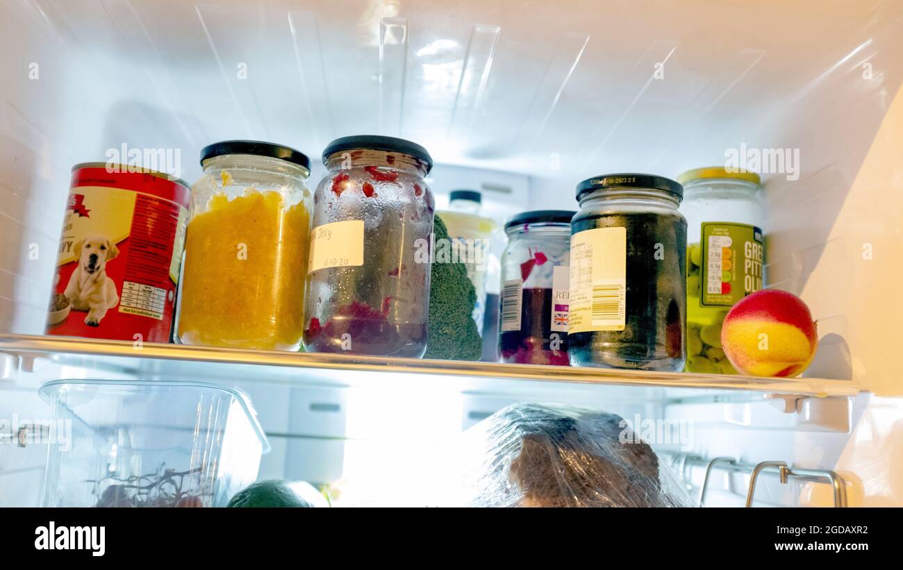 The contents of a very messy fridge Stock Photo - Alamy