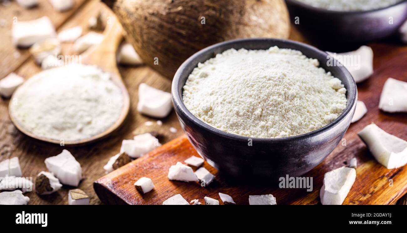 organic coconut flour, made from coconut, culinary ingredient of fruit ...