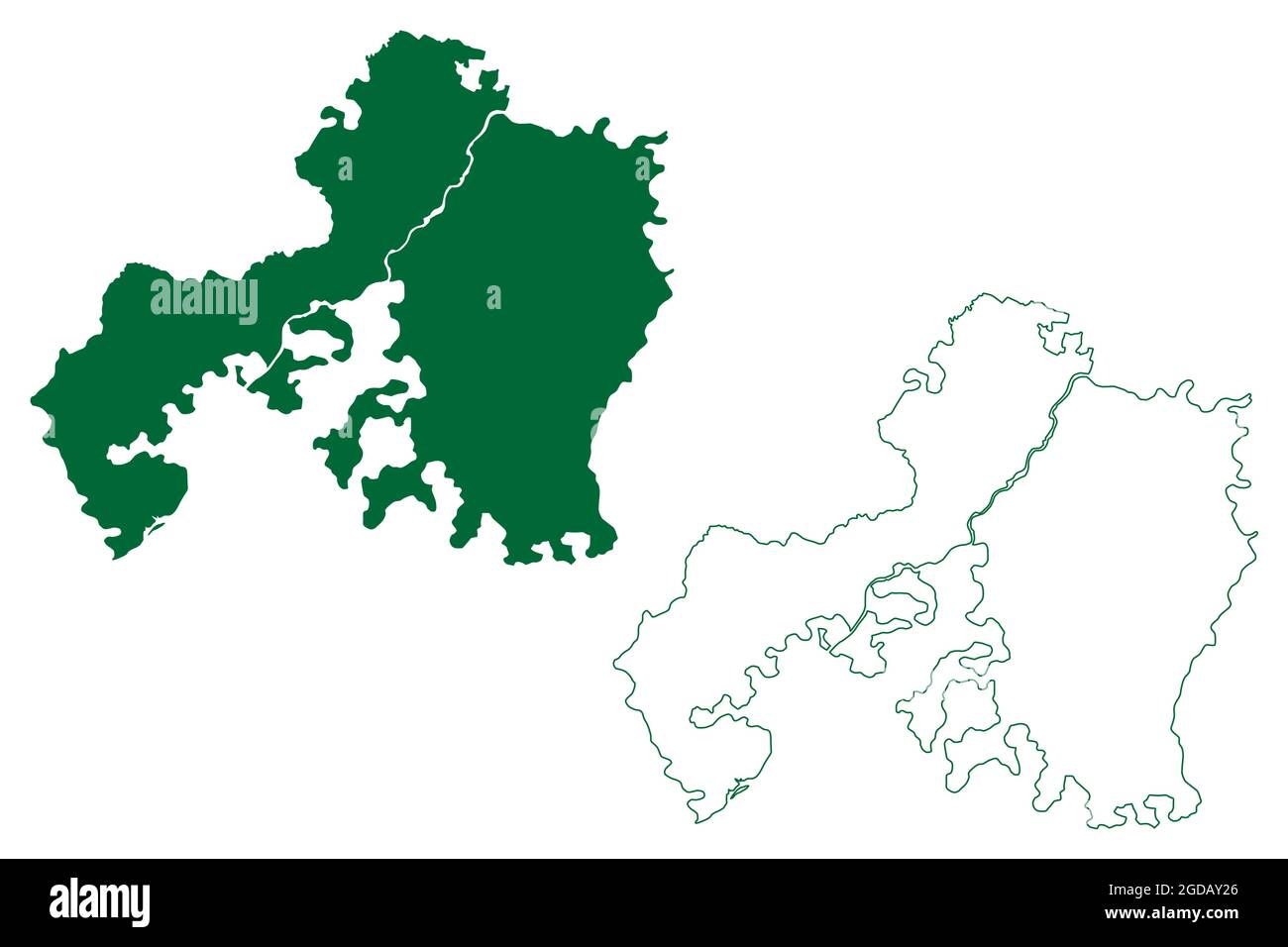 Jhansi district (Uttar Pradesh State, Republic of India) map vector ...