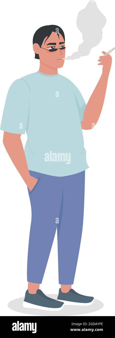 Man smoking cigarette semi flat color vector character Stock Vector ...