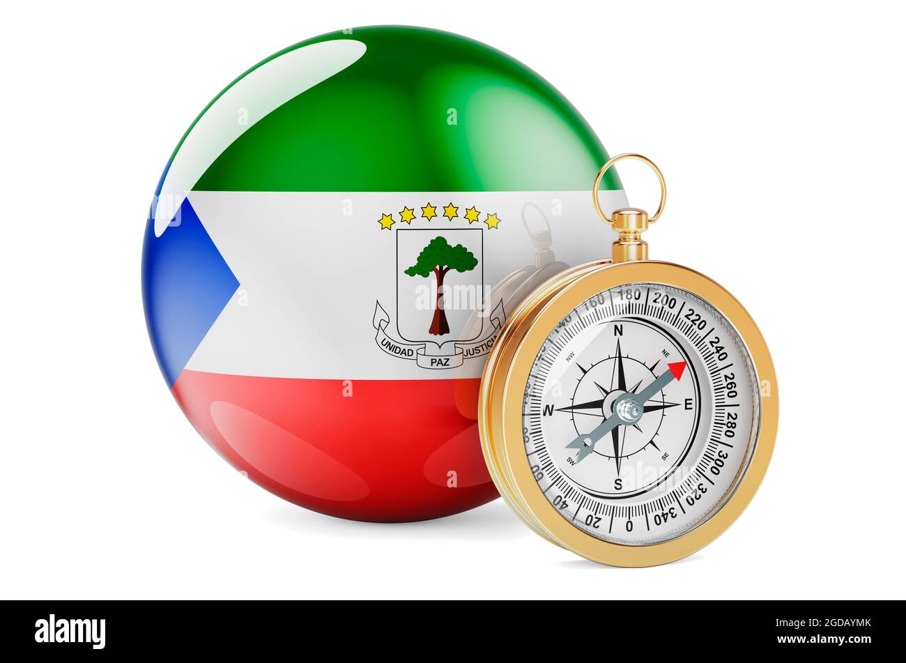 Compass with Equatoguinean flag. Travel and tourism in Equatorial ...