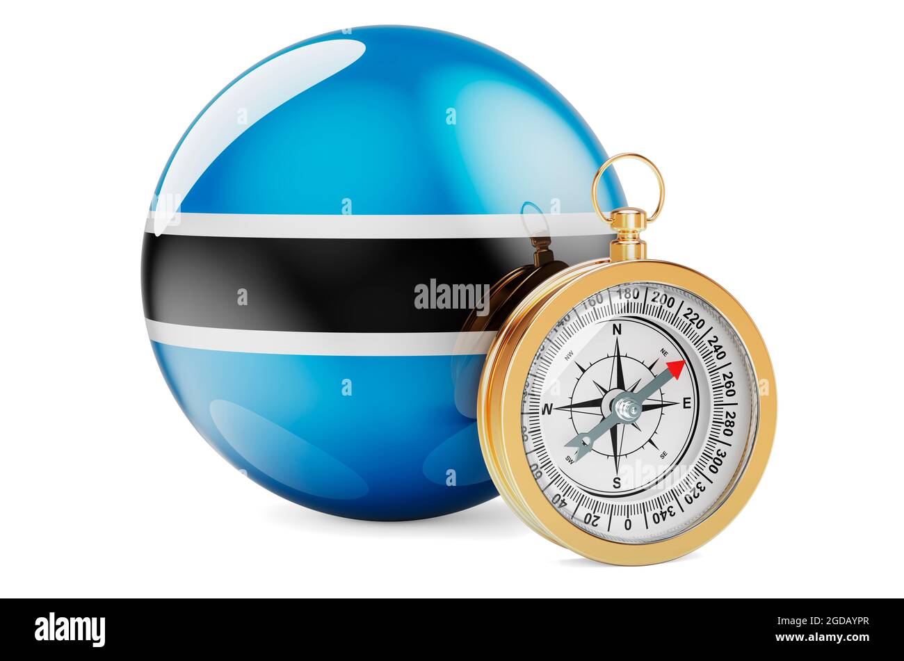 Compass with Botswanian flag. Travel and tourism in Botswana concept ...