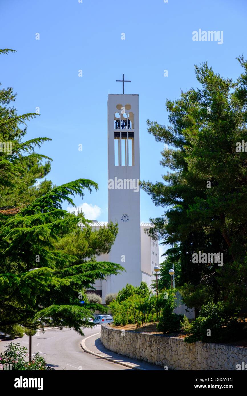 Crkva sv. Josip, Odeska ul, Modern church spire in Split, Croatia. 2021 ...