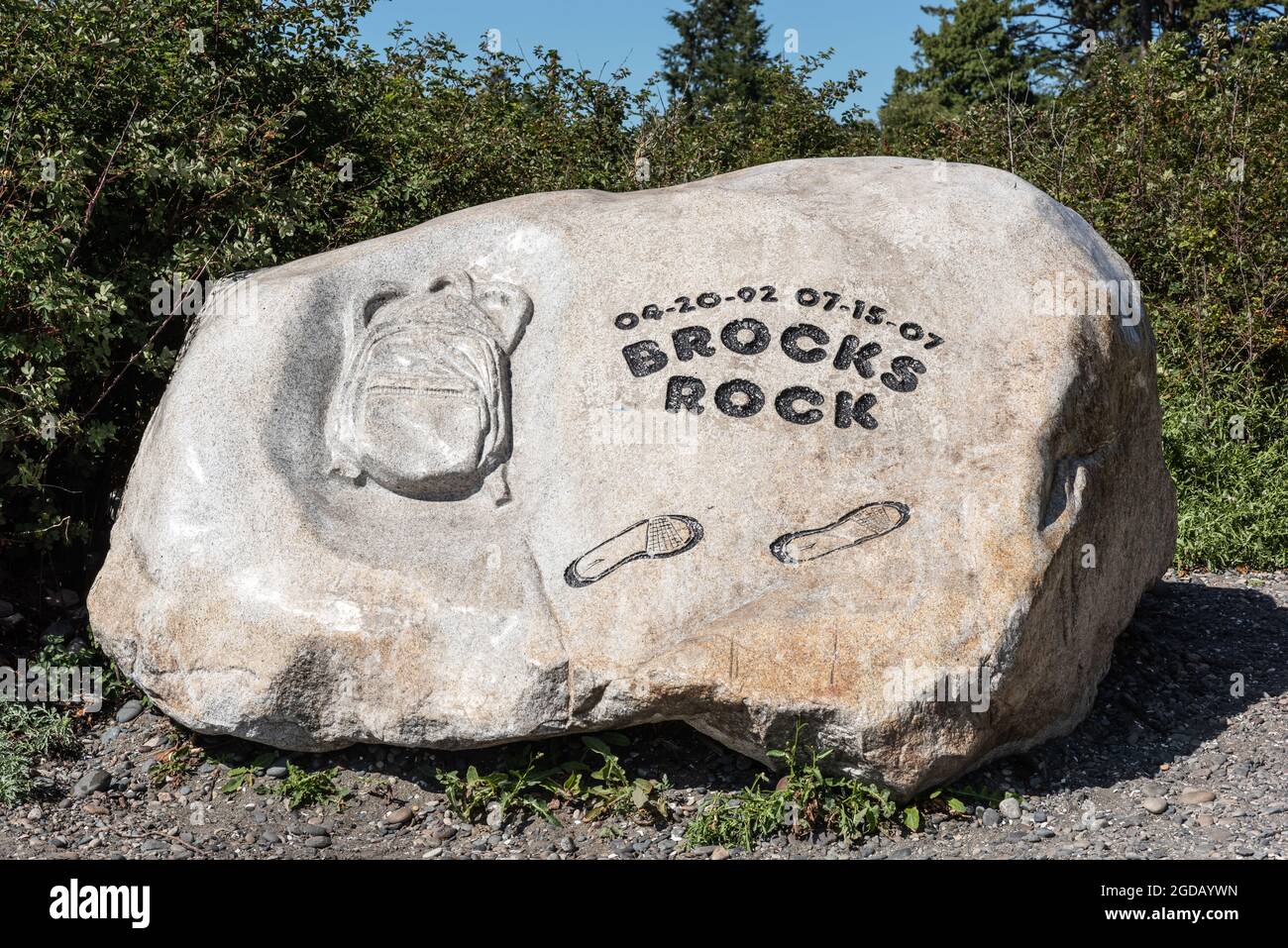 Brock's Rock beach marker Stock Photo - Alamy
