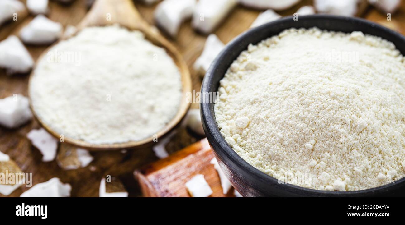 organic coconut flour, made from coconut, culinary ingredient of fruit ...
