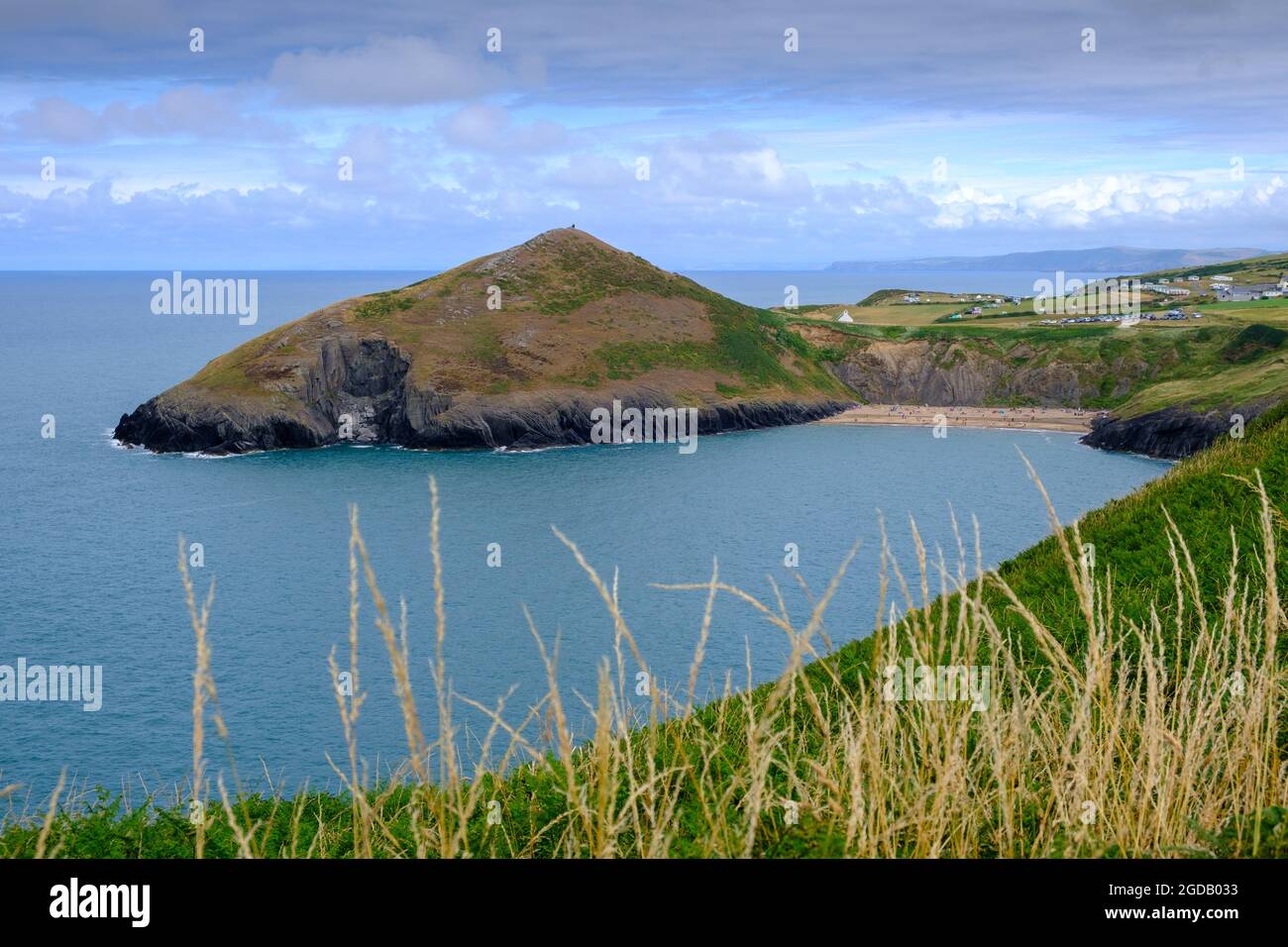 Traeth Mwnt bay in Wales, UK. Taken from the cliff walk to the south ...