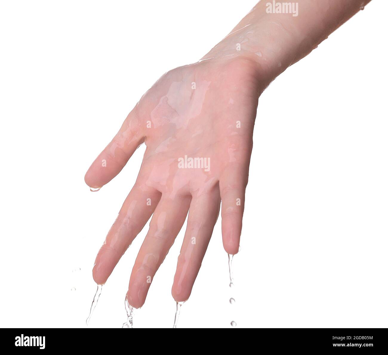 Human hand with water splashing on them isolated on white Stock Photo ...