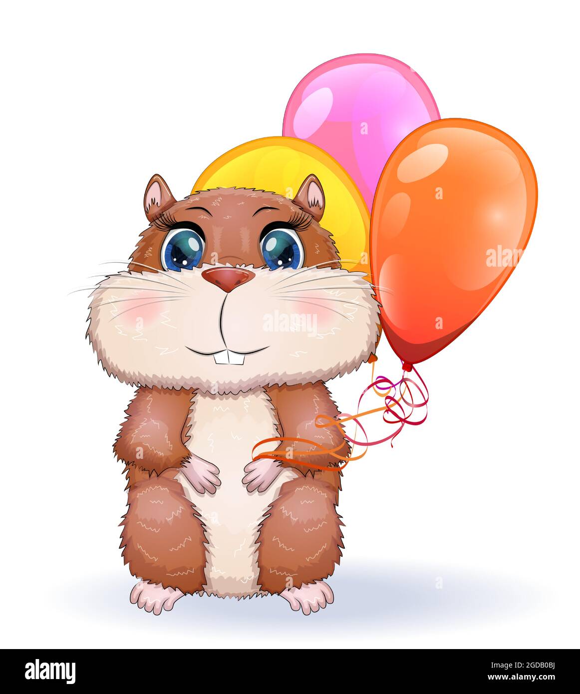 Cute cartoon hamster characters, funny animal with balloons, birthday ...