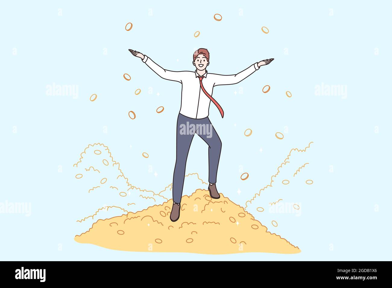 Wealth, good salary, success concept. Young happy smiling businessman ...