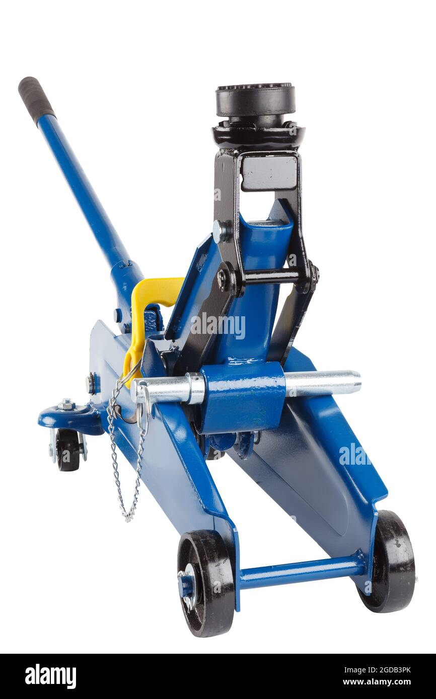 blue hydraulic car jack isolated on white background, 2 ton capacity ...