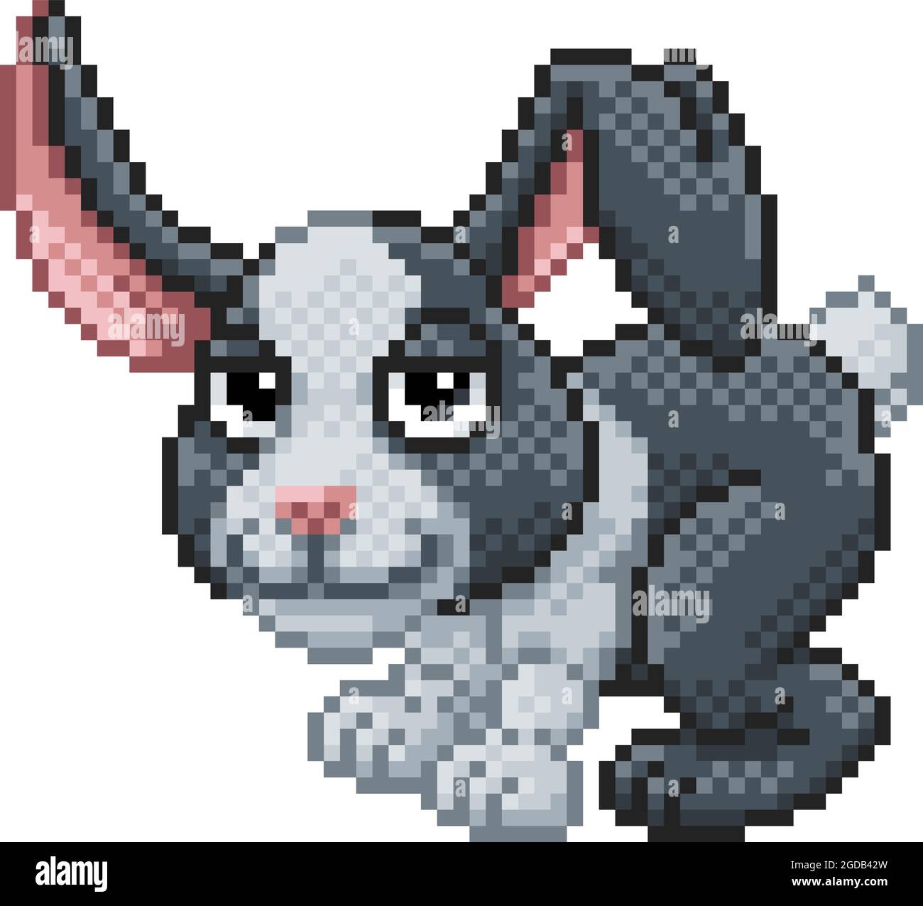 Rabbit Pixel Art Animal Retro Video Game Cartoon Stock Vector Image ...