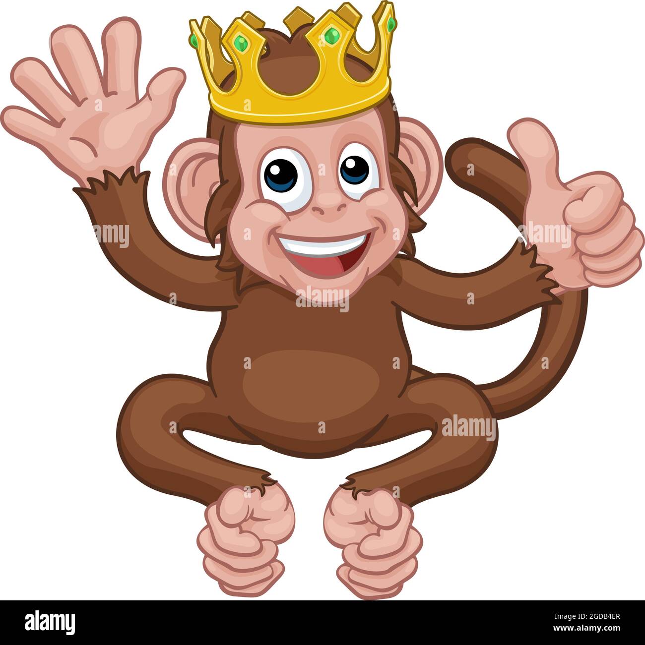 Monkey King Crown Waving Thumbs Up Cartoon Animal Stock Vector Image ...