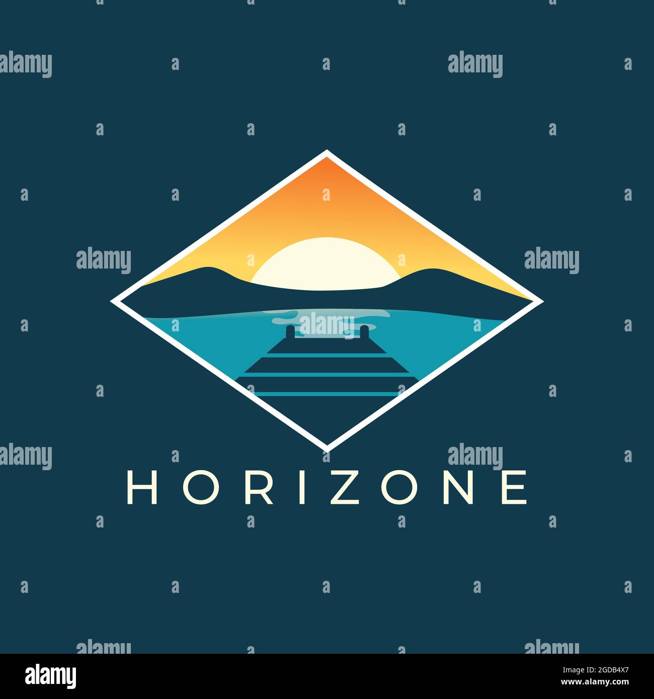 Lake view logo design illustration vector template Stock Vector Image ...