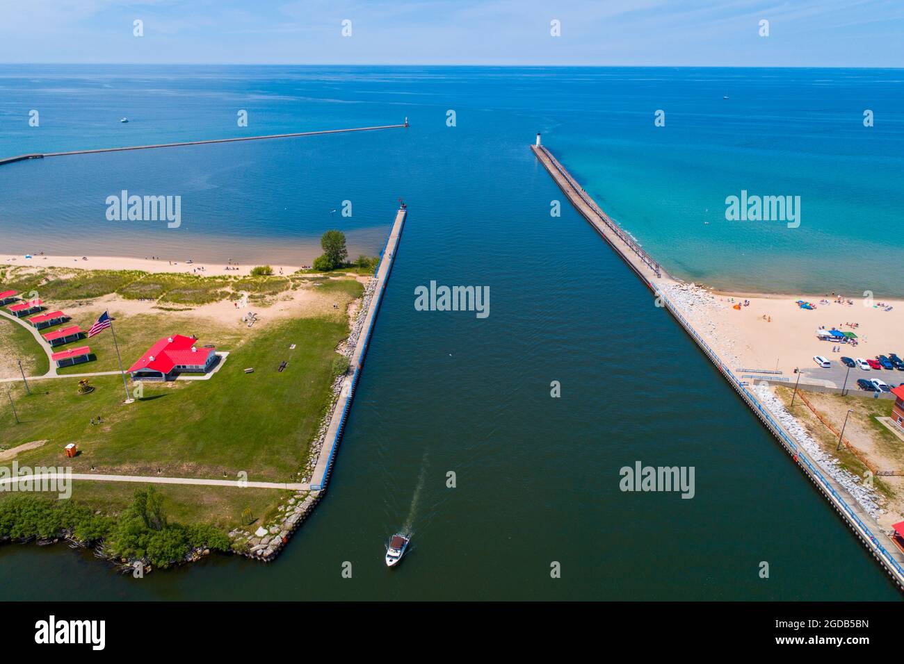 Manistee North Pierhead Lighthouse Manistee Michigan on Lake Michigan ...