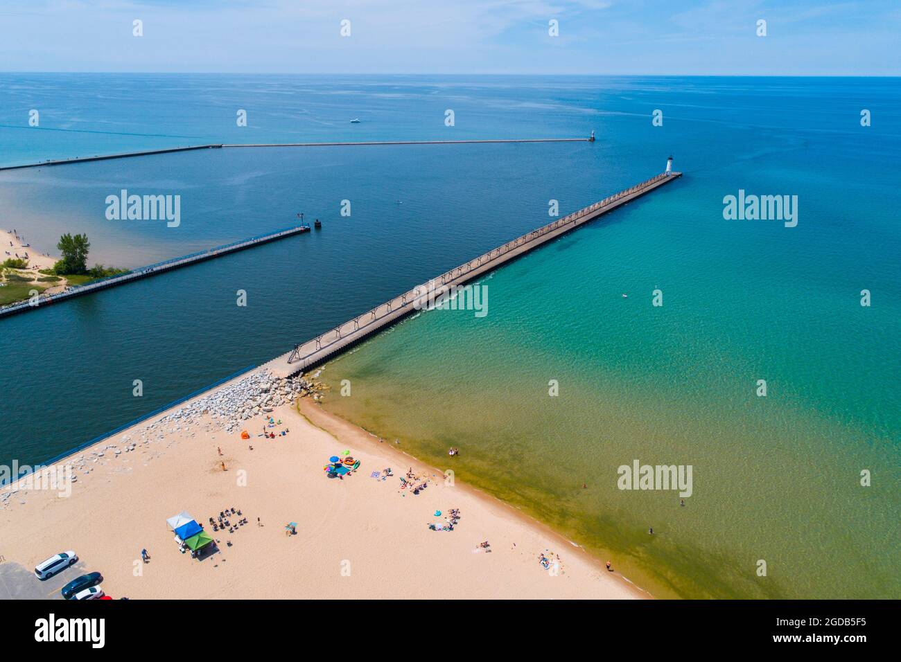 Manistee North Pierhead Lighthouse Manistee Michigan on Lake Michigan ...
