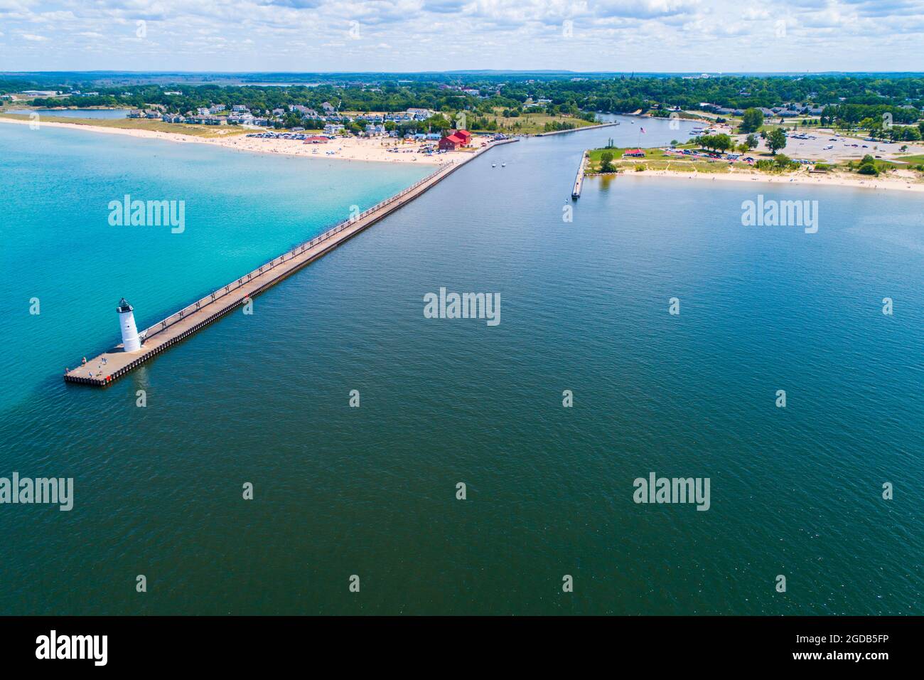 Manistee North Pierhead Lighthouse Manistee Michigan on Lake Michigan ...