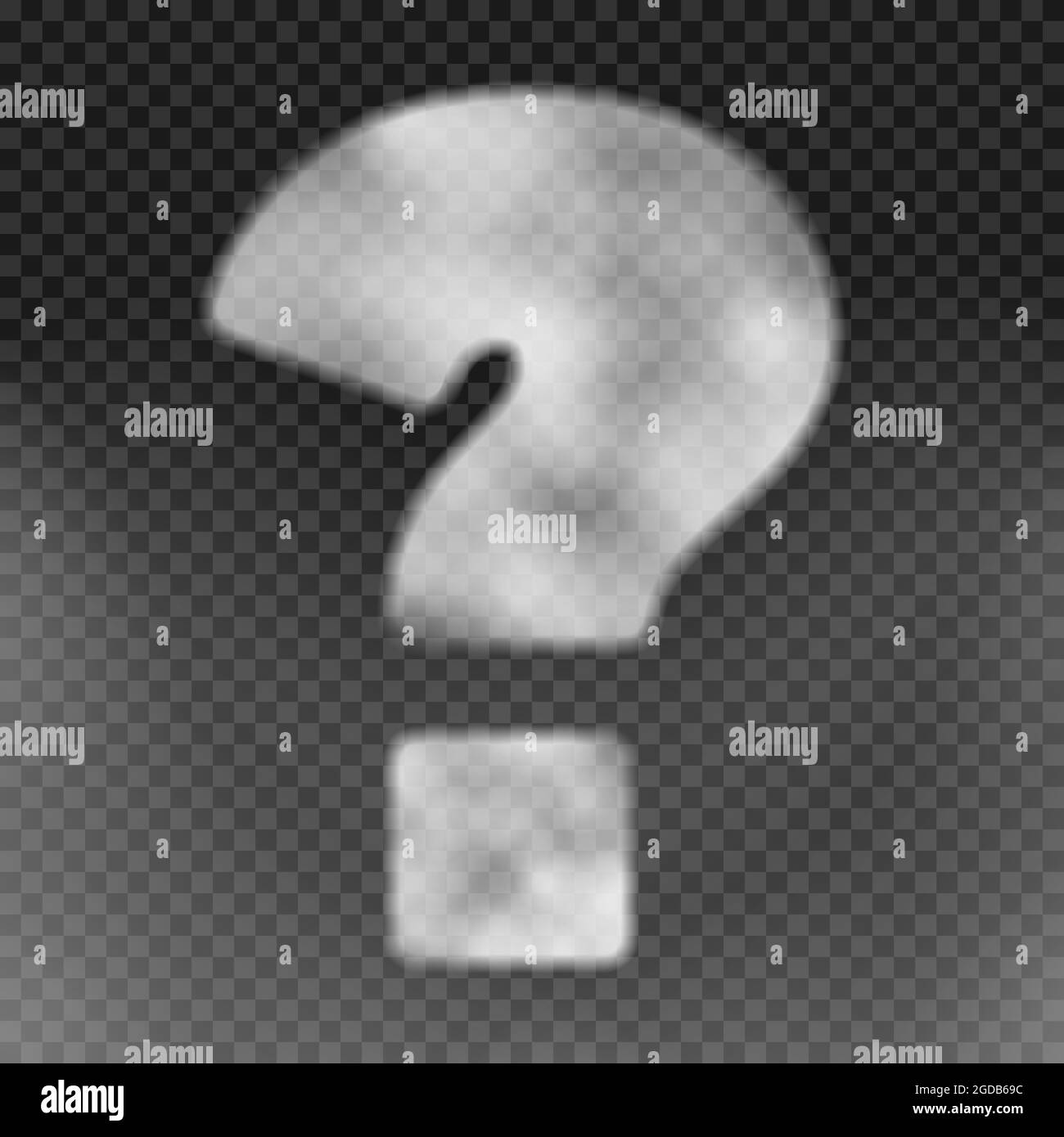 Big question mark made of white steam on a png background. Realistic ...