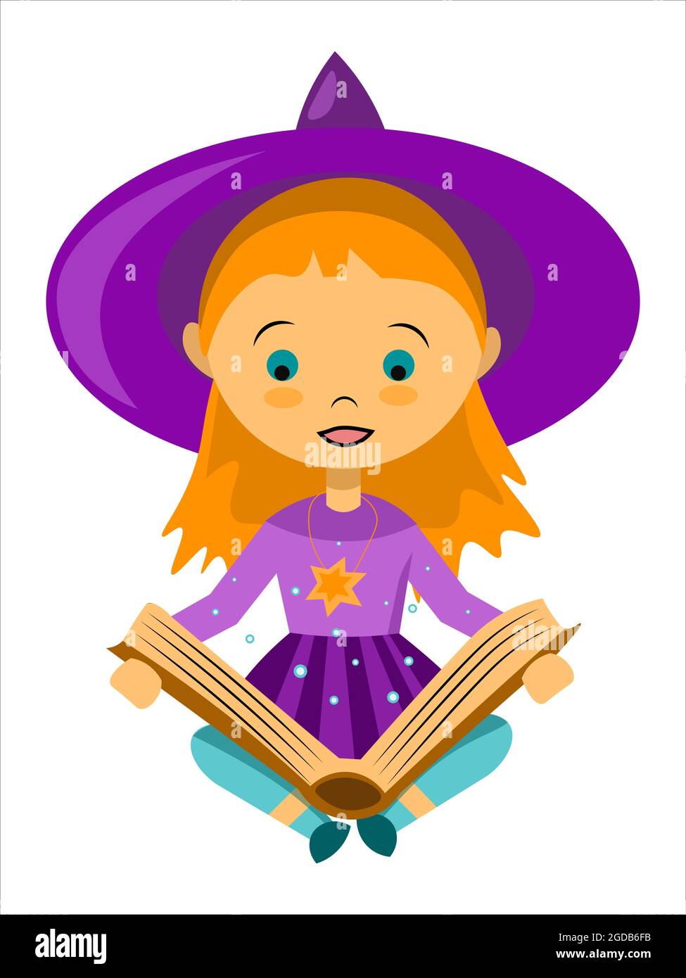 Illustration witch reading magic book Stock Vector Images - Alamy