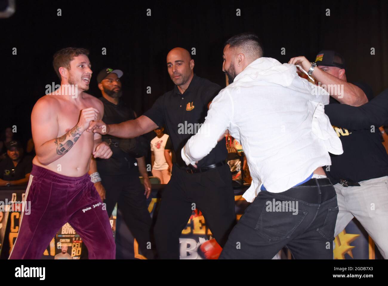 Miami, USA. 12th Aug, 2021. Corey B, right, and Paulie Malignaggi ...