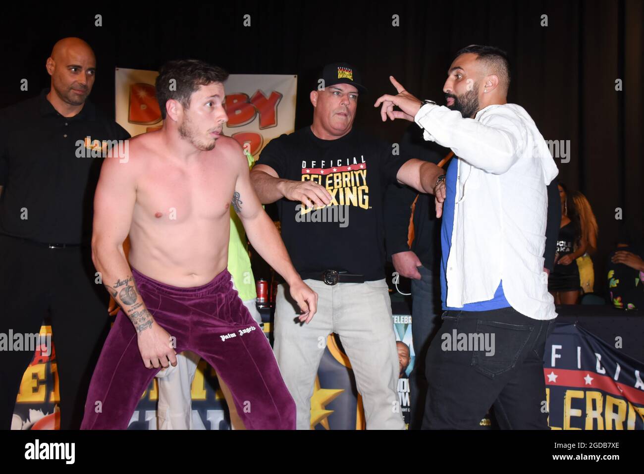 Miami, USA. 12th Aug, 2021. Corey B, right, and Paulie Malignaggi ...