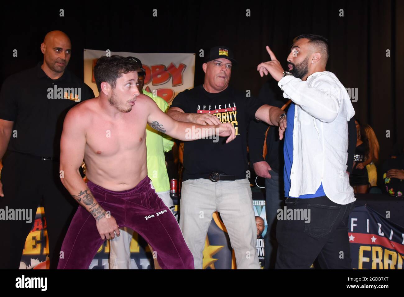Miami, USA. 12th Aug, 2021. Corey B, right, and Paulie Malignaggi ...
