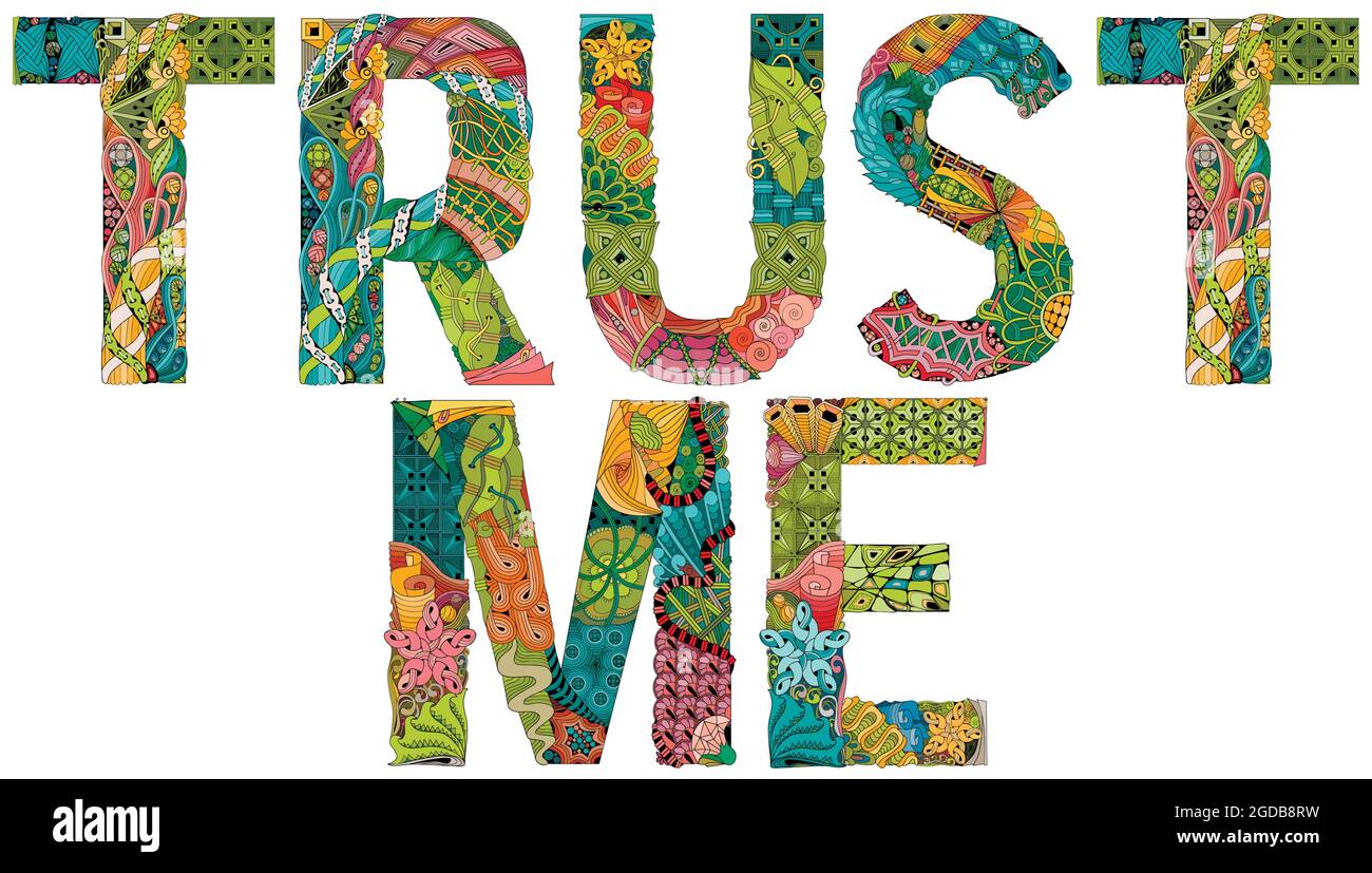 Hand-painted art design. Hand drawn illustration TRUST ME for t-shirt ...