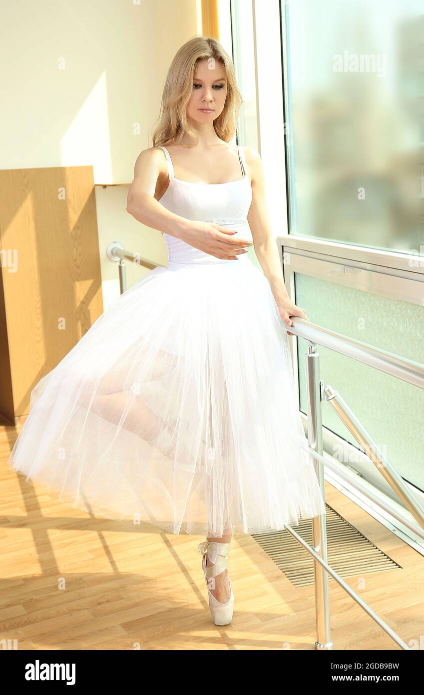 Beautiful balerina practicing in ballet class Stock Photo - Alamy