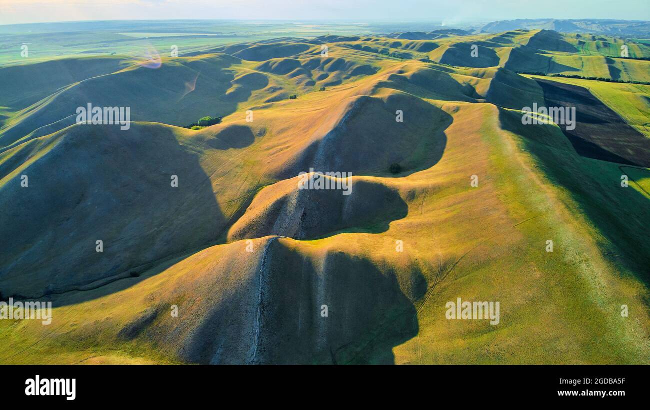 Aerial View of the Long Mountains Ridge. The beginning of the Ural ...