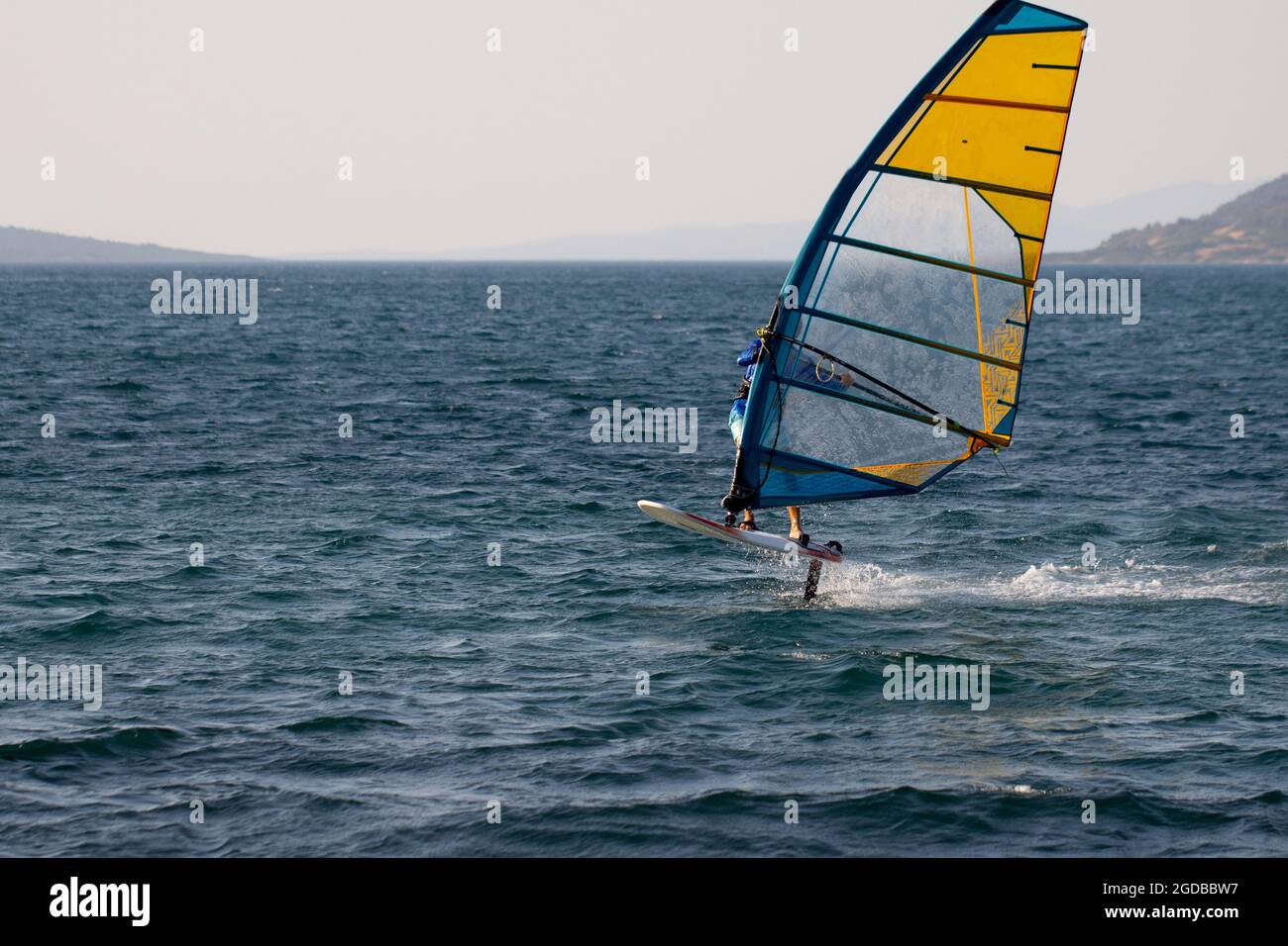 Windsurfing, extreme sports. Water sports. Athlete in competition ...