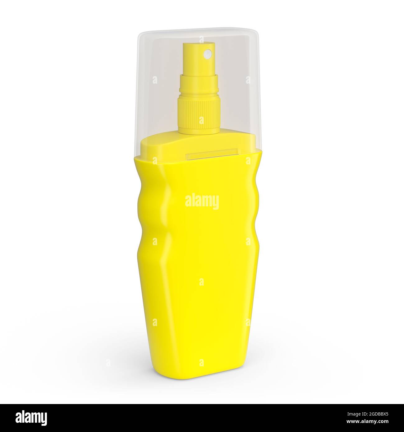 Yellow sunscreens bottle or sunblock cream tube isolated on white ...