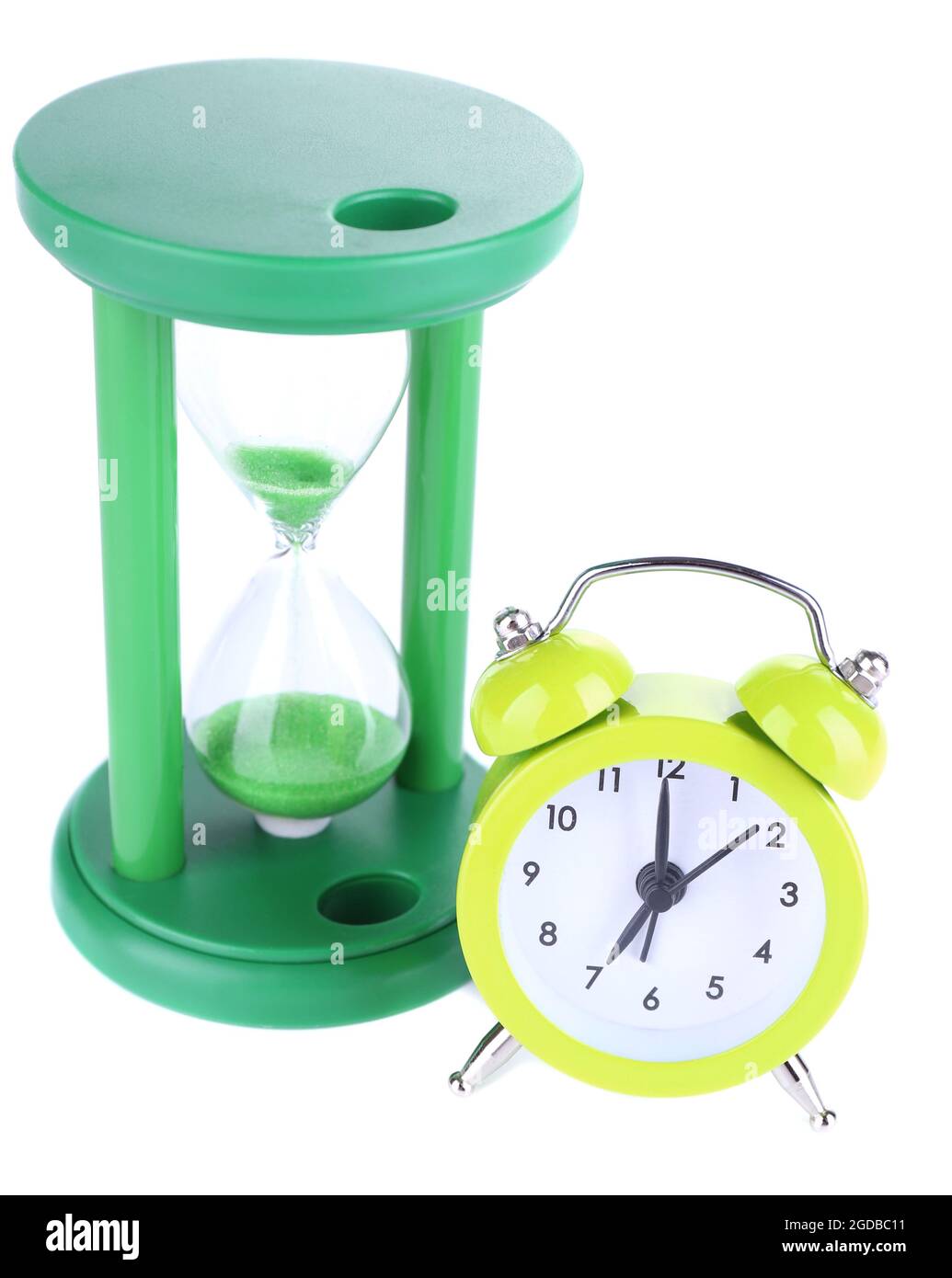 Hourglass and clock isolated on white Stock Photo - Alamy