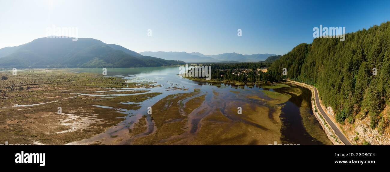 Aerial Panoramic View of Harrison River in Fraser Valley Stock Photo ...