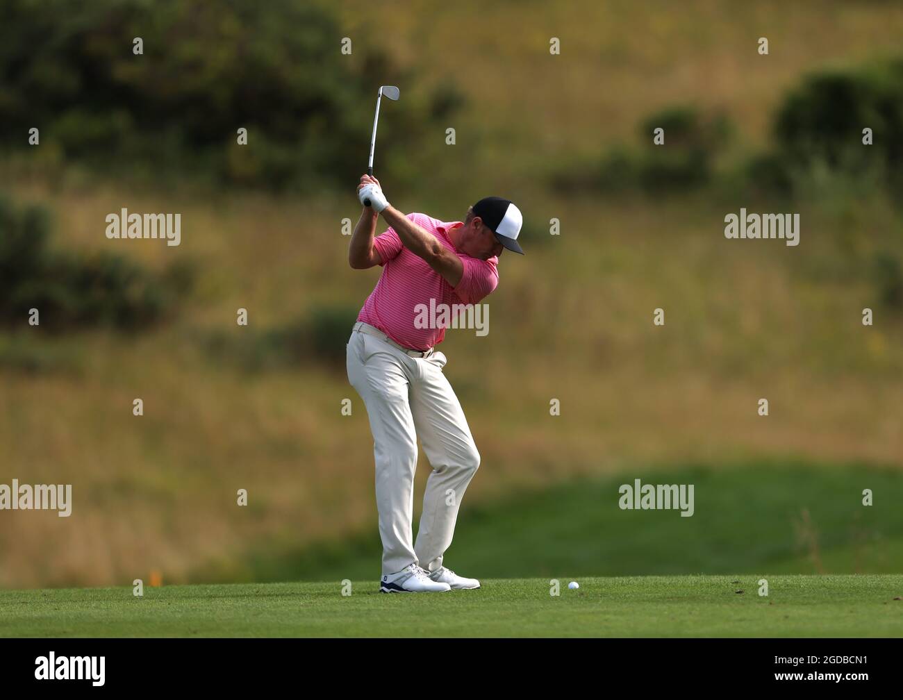 Jamie Donaldson pitches from the 13th fairway during day one of the ...