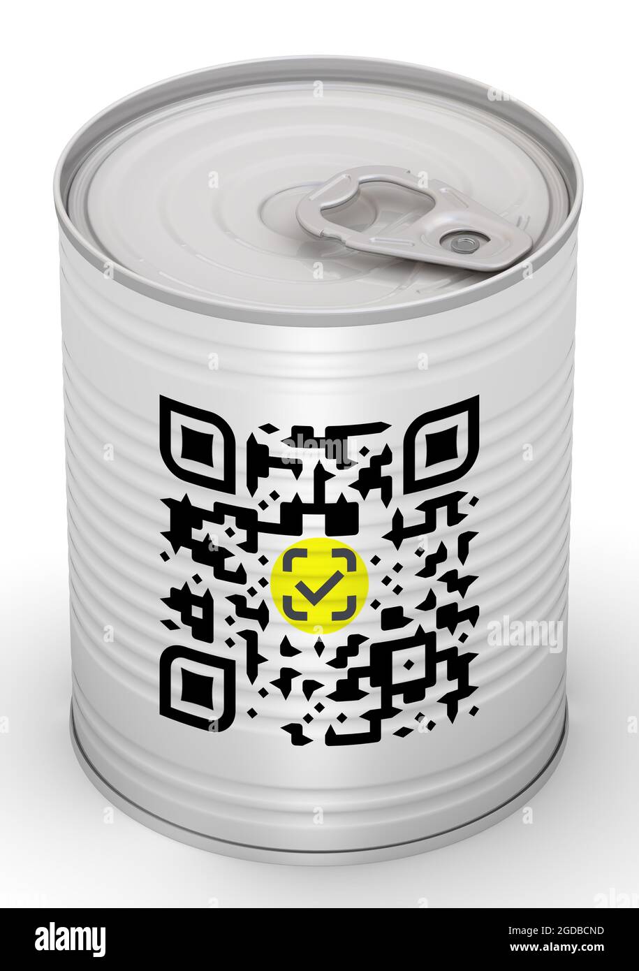 Cargo container with a QR code. Steel tin can with a QR-code. Encoded ...