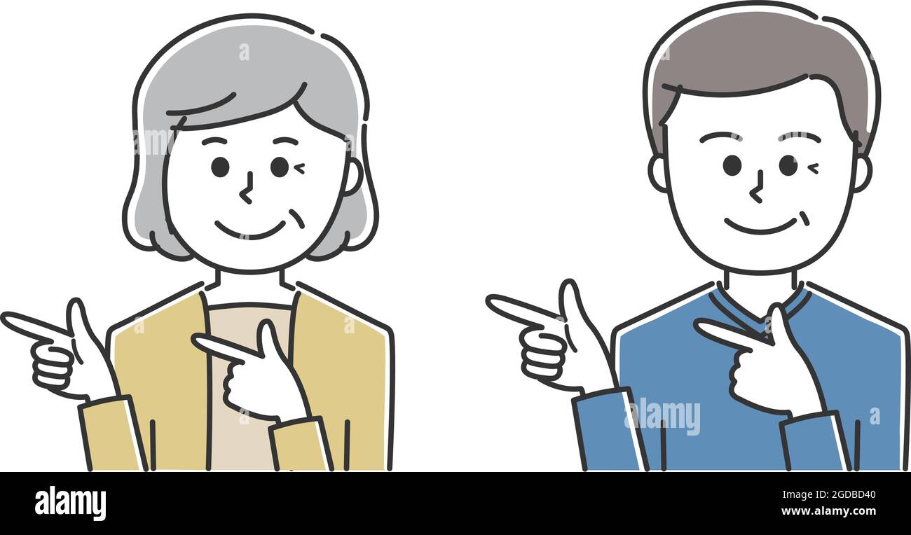 Man and woman directing someone to somewhere. Vector illustration ...