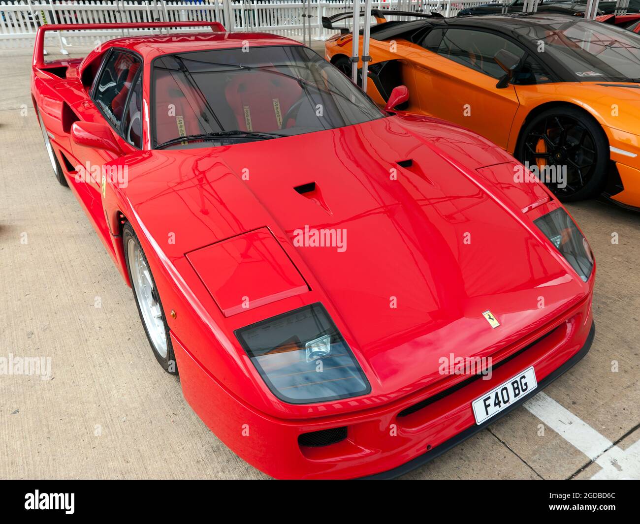 Three-quarters front view of a red, Ferrari F40, on display in the ...