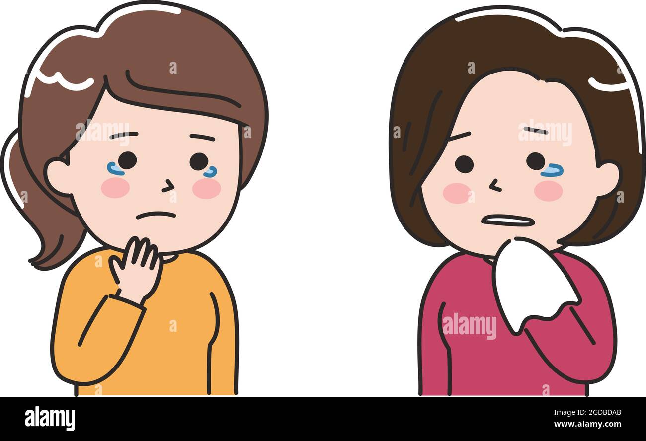 Grieving women with tears in their eyes. Vector illustration isolated ...