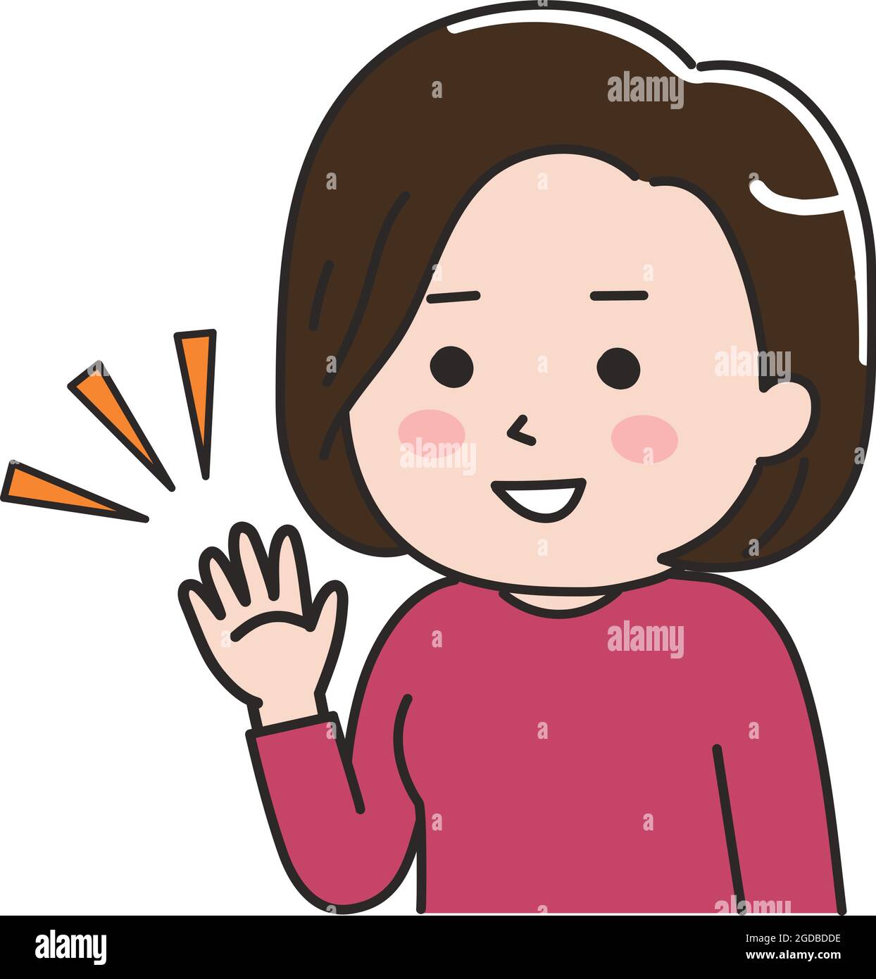 A woman greeting with a nice smile. Vector illustration isolated on ...