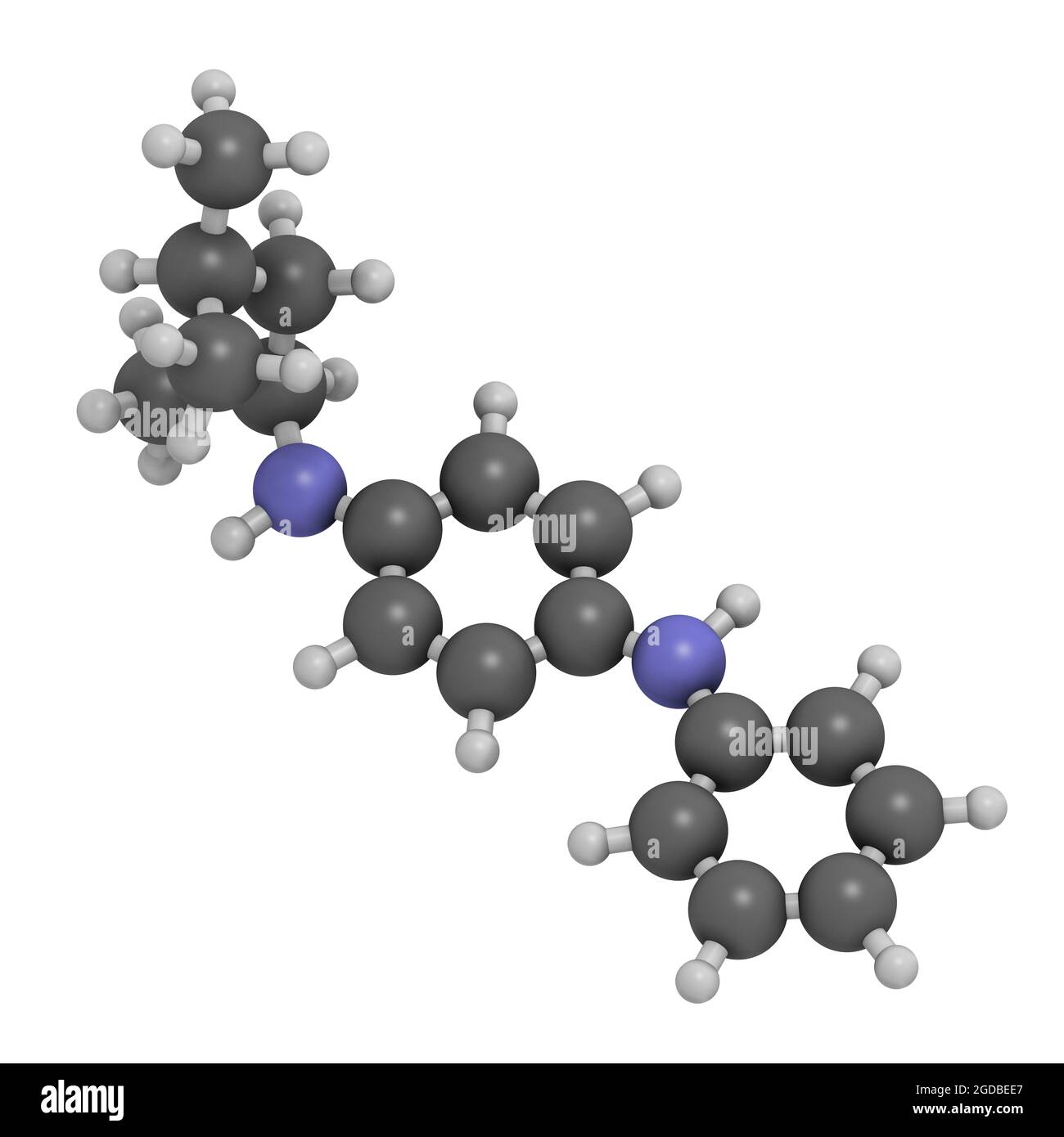 6PPD rubber additive molecule. Toxic to salmon. 3D rendering Stock ...