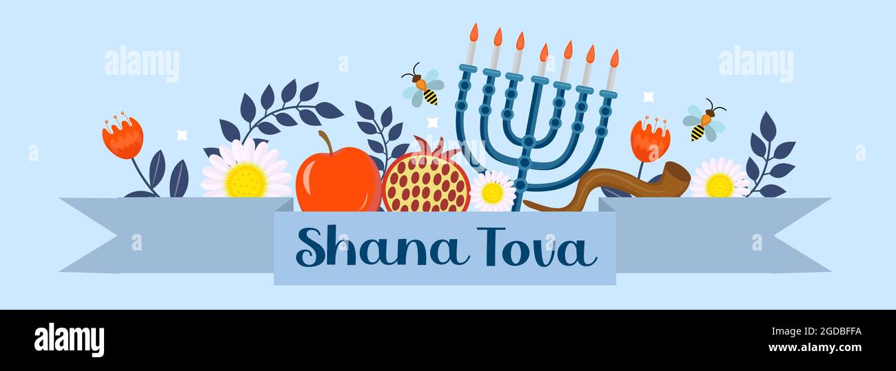 Happy Rosh Hashanah banner. Shana Tova template for your design with ...