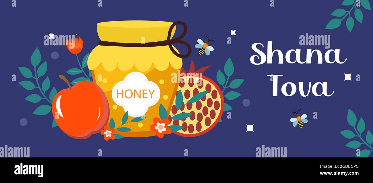 Happy Rosh Hashanah banner. Shana Tova template for your design with ...