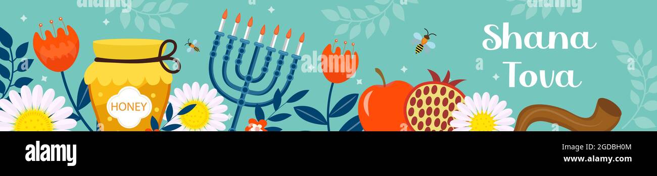 Happy Rosh Hashanah banner. Shana Tova template for your design with ...