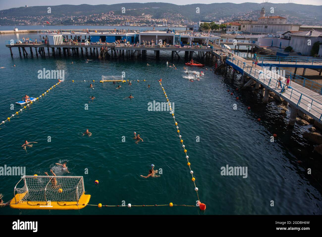 Trieste, Italy 29/07/2021: The historical Ausonia Baths, Riva Traiana ...