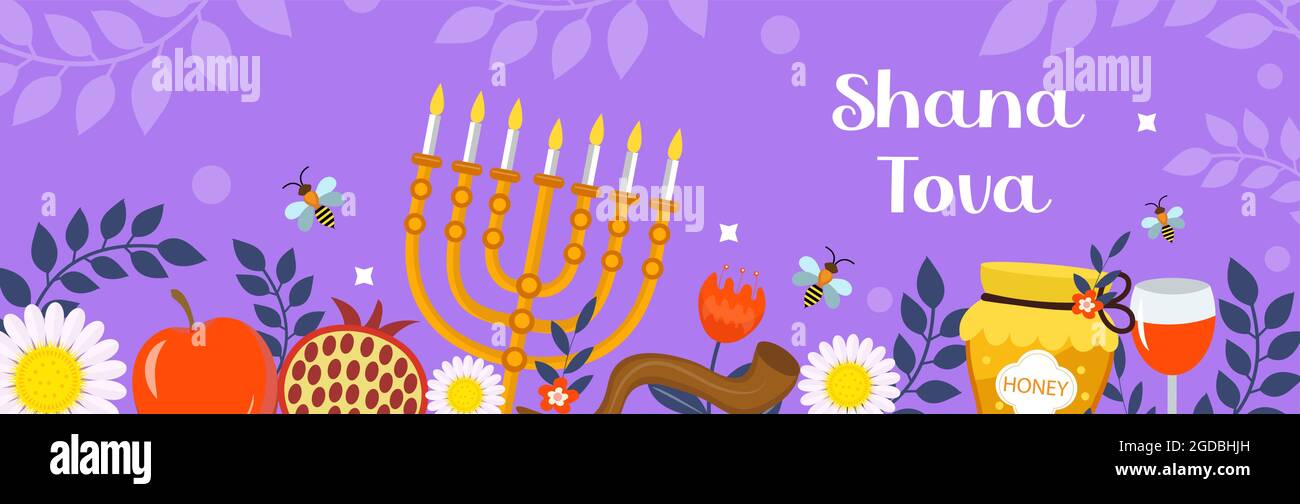 Happy Rosh Hashanah banner. Shana Tova template for your design with ...
