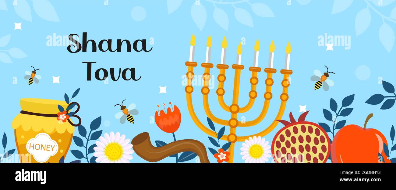 Happy Rosh Hashanah banner. Shana Tova template for your design with ...