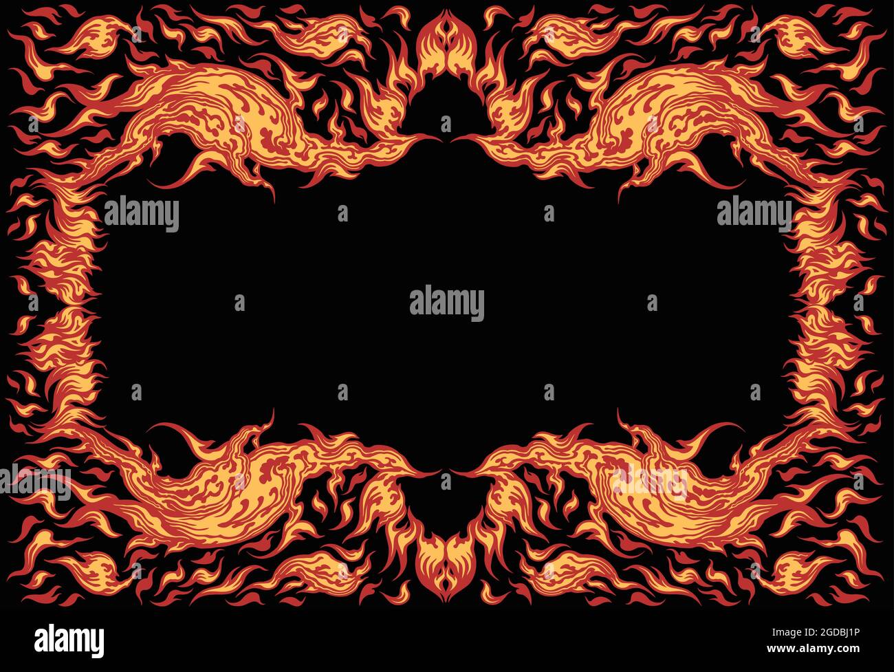 Fire frame. Editable hand drawn illustration. Vector engraving ...